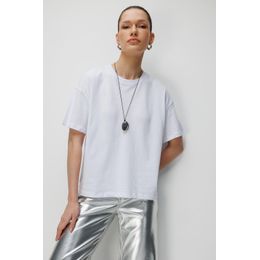 Oversized Rundhals-Unisex T-Shirt mit Schlitz