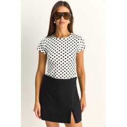 Punktmuster Crewneck Crop T-Shirt