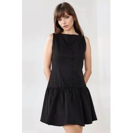 &Auml;rmelloses A-Linien-Minikleid mit Knopfdetail