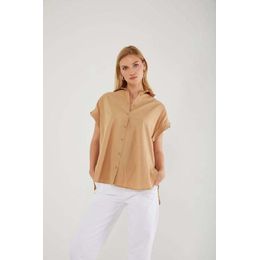 &Uuml;bergr&ouml;&szlig;e Kurzarm Popeline Button-Up Hemd