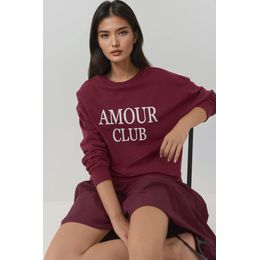 Bedruckter Crew-Neck Relaxed Fit Erh&ouml;htes Sweatshirt