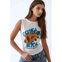 Slim Fit Bedrucktes Rundhals-T-Shirt