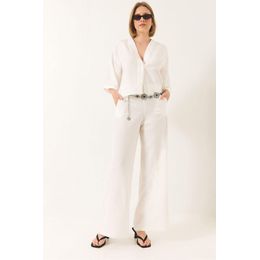 V-Ausschnitt-Tunika und weite Hose 2-teiliger Set