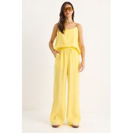 &Auml;rmelloses Top und weit geschnittene Hose Set