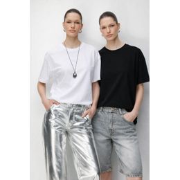 &Uuml;bergro&szlig;es Ripp-Muster Crewneck Zweiteiliges T-Shirt-Set