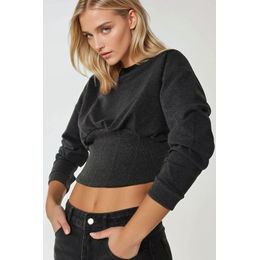 Figurbetontes Crew-Neck-Korsett-Strick-Sweatshirt