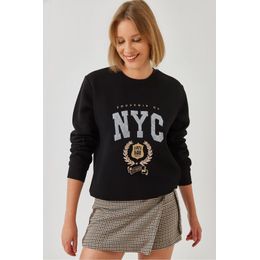 Gesticktes Rundhals-Cotton-Sweatshirt