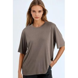 &Uuml;bergro&szlig;es Rundhals-Ripp-T-Shirt
