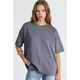 &Uuml;bergro&szlig;es Rundhals-Modal Touch Strick-T-Shirt