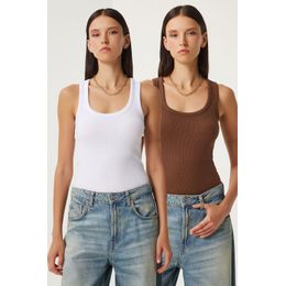 Fitted U-Hals Strick 2er-Pack Tanktop