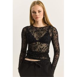Blumenmuster Drapierte Crewneck-Bluse