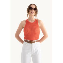 Rundhals Rippen-Mesh Tanktop