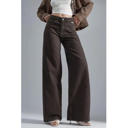 90er Jahre Hohe Taille Weite Beine Denim Jeans
