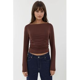 Boots-Ausschnitt Langarm Slim Fit Stricktop
