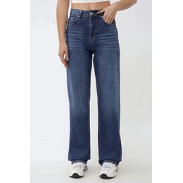 Hochtaillierte Straight-Leg-Jeans