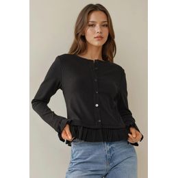 Fitted Rundhals Strickcardigan