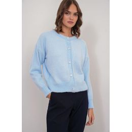 Knopf Oversize Strukturstrickjacke