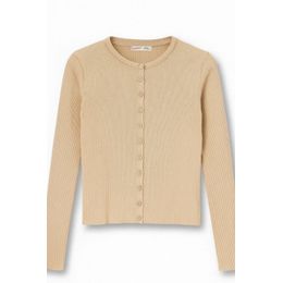 Knopf-Detail Slim Fit Rippstrick Cardigan