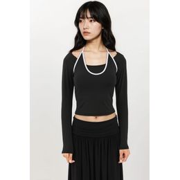Halter-Neck Langarm Strickoberteil