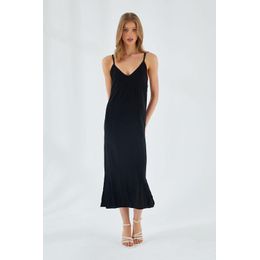 V-Ausschnitt Schlitz Midi-Kleid
