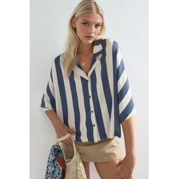 L&auml;ssige Passform gestreifte Button-Up-Bluse
