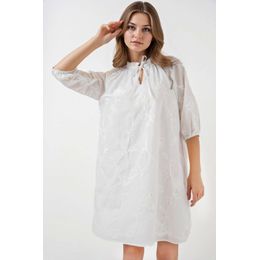 Besticktes Spitzen-Minikleid mit Knotenverschluss