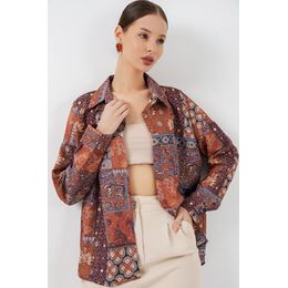 Oversized Paisley Druck Button-Up Hemd