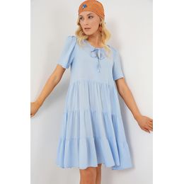 Crew-Neck-Minikleid mit Schleife
