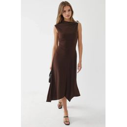 Accessoire Detailliertes Asymmetrisches Midi-Kleid