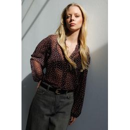Punkte Chiffon Hemd mit Knopfverschluss
