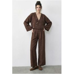 Floral V-Ausschnitt &Uuml;bergr&ouml;&szlig;e Kimono und Weite Hosen Set