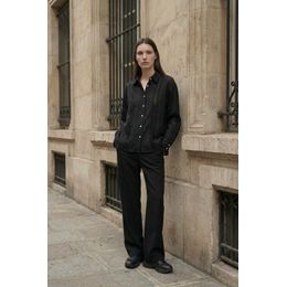 Strukturierte gewobene Langarm-Button-Up-Hemd