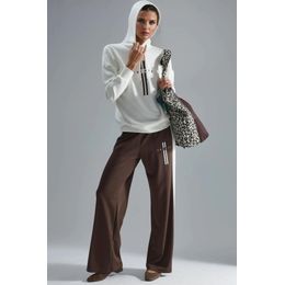 Modal Touch Kapuzen-Sweatshirt und gestreiftes Detail-Hosen-Set