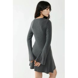 Strukturiertes Boot-Ausschnitt Mini-Kleid
