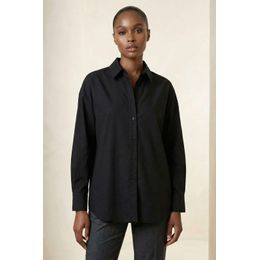 &Uuml;bergro&szlig;e Langarm-Popelin-Bluse mit Knopfschluss