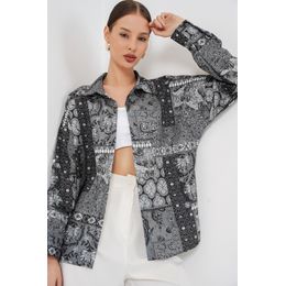 &Uuml;bergro&szlig;es Paisley-Print Hemd mit Kn&ouml;pfen