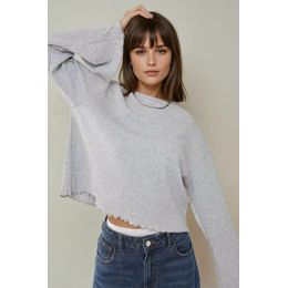 Oversize T-Shirt mit Kopfsalat-Saum und langen &Auml;rmeln