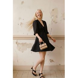 V-Ausschnitt Mini-Kleid mit Schleifendetail