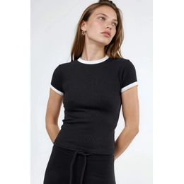 Rippstrick Crew Neck Kurzarm T-Shirt