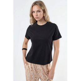 Schlichtes Rundhalsausschnitt Baumwoll-T-Shirt
