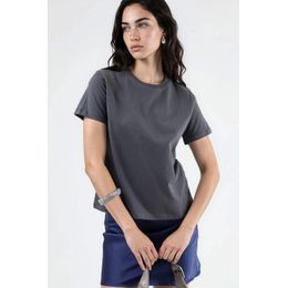Schlichtes Rundhalsausschnitt Baumwoll-T-Shirt