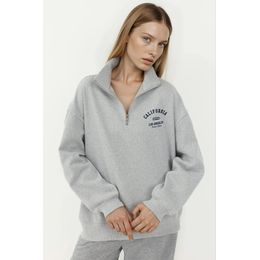 Bedruckter Rei&szlig;verschluss-Kragen Relaxed Fit Sweatshirt