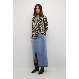 Kaffe Langarm-Bluse Regular fit Black/Sand Leo Print leopard