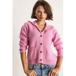 Texturiertes Strickwaren Langarm-Cardigan