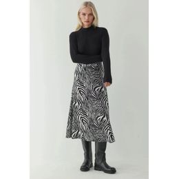 Hochtaillierter Midi-Rock mit Zebra-Print