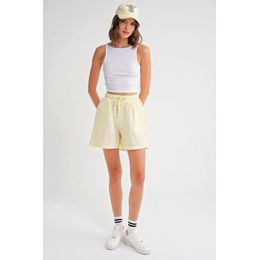 Hochtaillierte Baumwollshorts mit Struktur