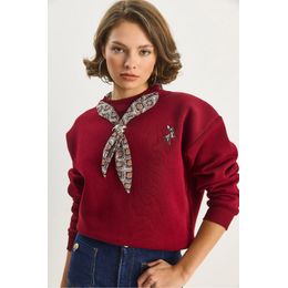 Bestickter Rundhalsausschnitt Sweatshirt