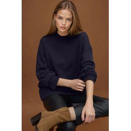 Dicker Strick Rundhalsausschnitt langer Pullover