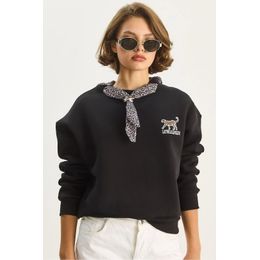 Crew-Neck Sweatshirt mit Druck-Accessoire