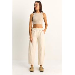 Elastische gerades Bein Hose mit Taschen